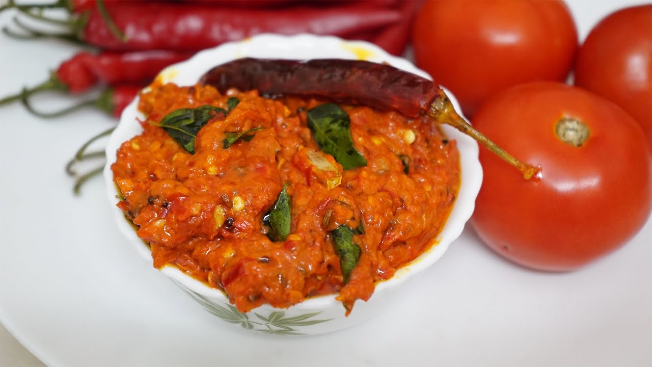 Pandu Mirchi Tomato Nilava Pachadi | Tomato Red Chilli Pickle In Telugu ...