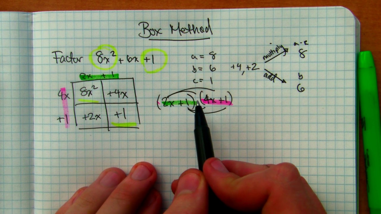 Factoring Quadratics Box Method YouTube Factoring Quadratics Box Method YouTube