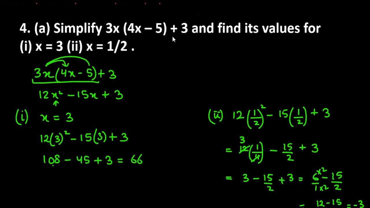 4-a-simplify-3x-4x-5-3-and-find-its-values-for-i-x-3-ii