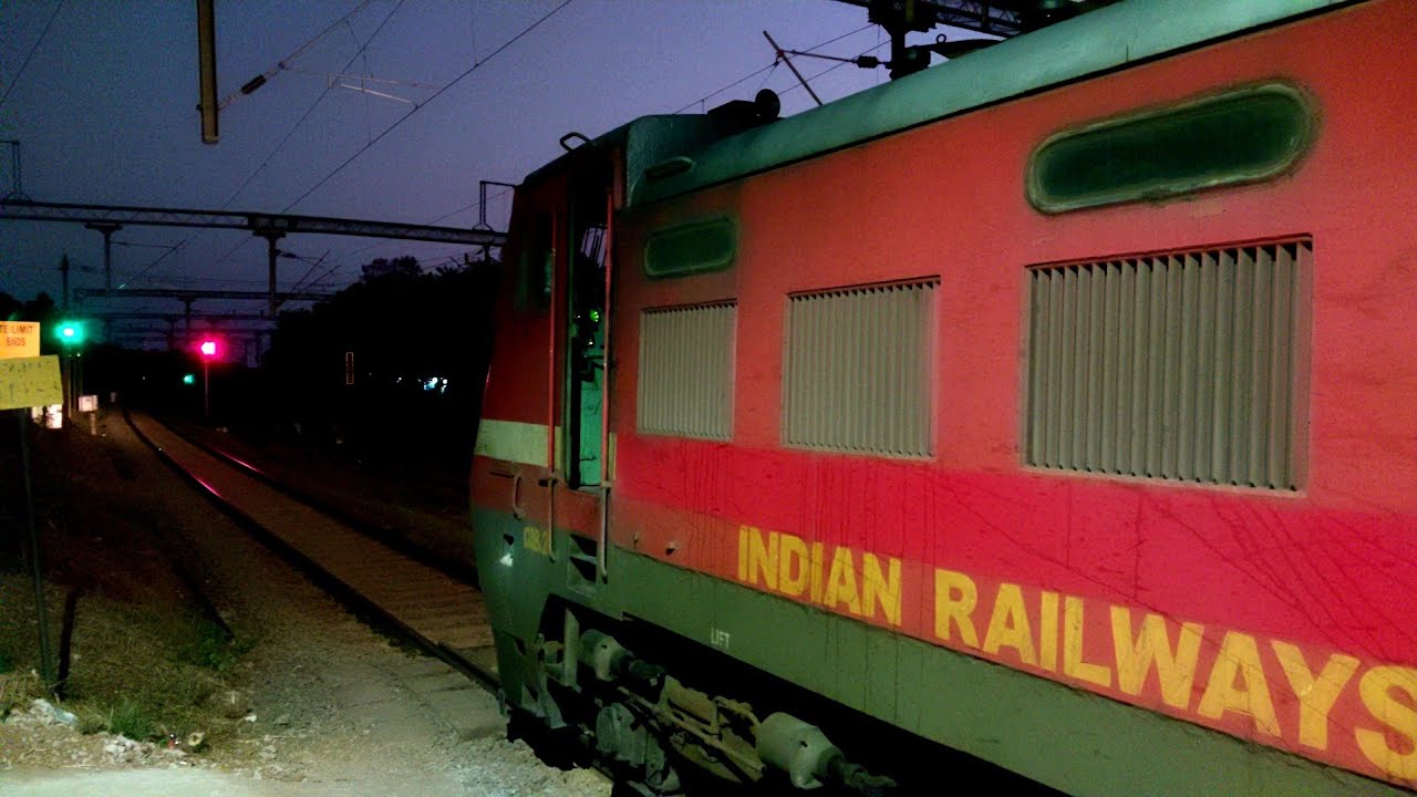 16630 Malabar Express hauled by Arakkonam WAP4(#22819) departs Kumble ...