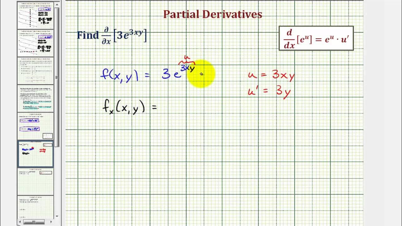 Ex: Determine a Partial Derivative Function of an Exponential Function of Two Variables - YouTube