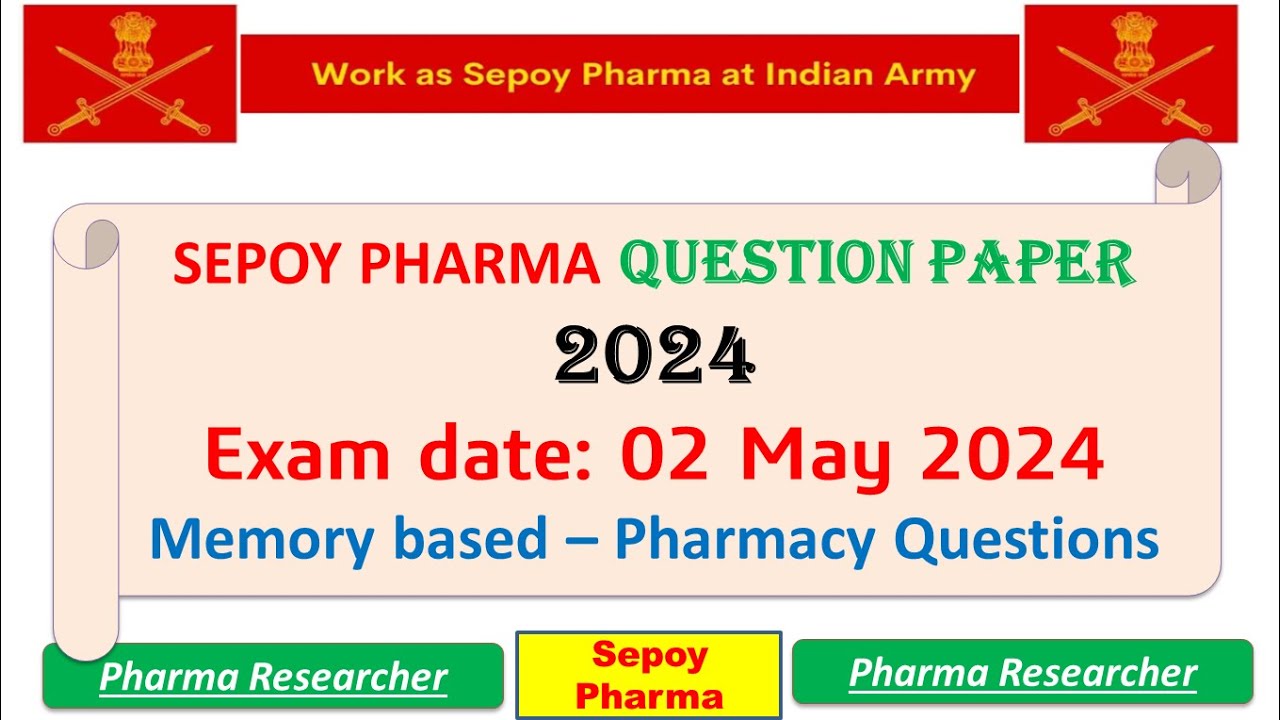 Sepoy Pharma exam paper (02 May 2024) memory based questions 2024 # ...