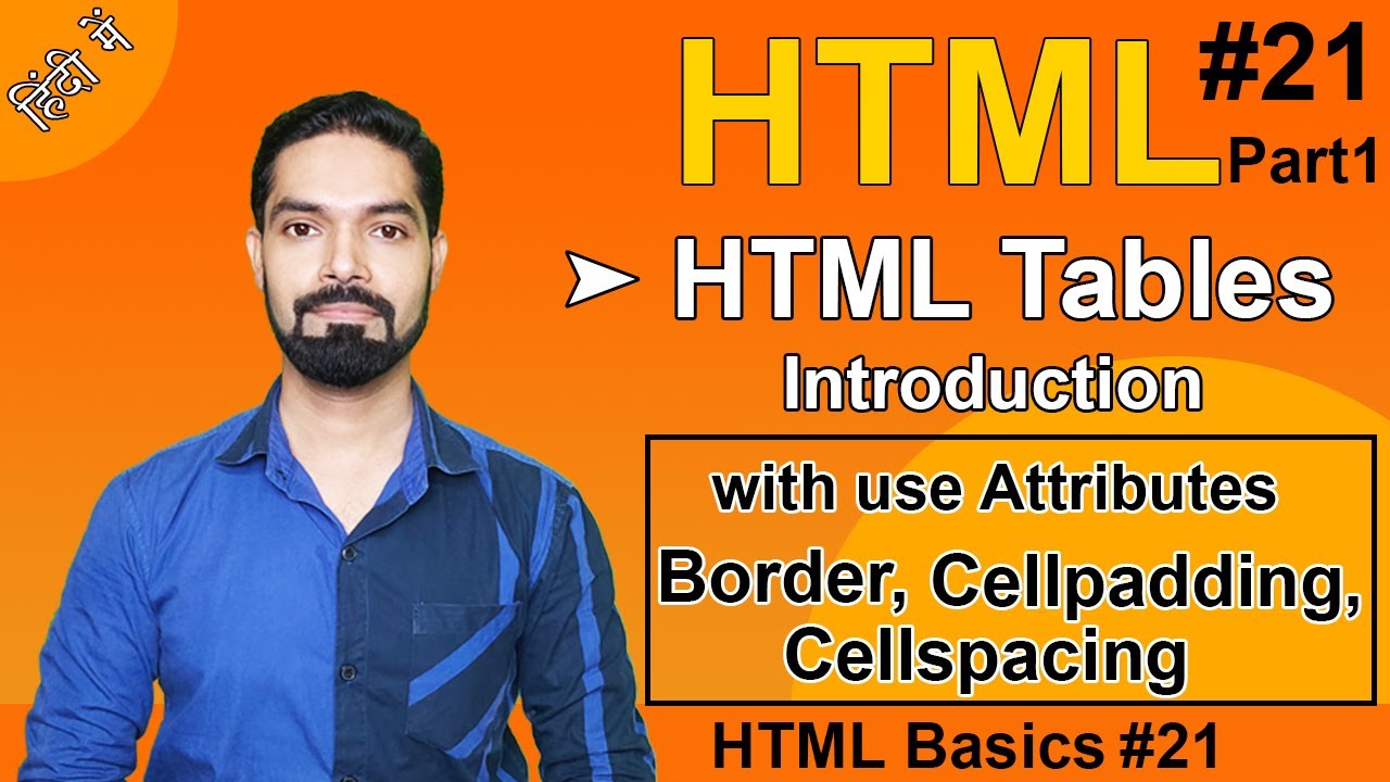 Html Tables Html Tables With Use Attributes Table Border Cellpadding Cellspacing