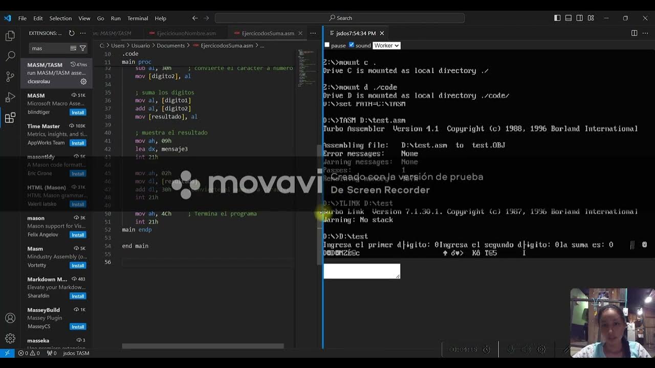isual Studio Code y la extensión MASM/TASM y Progrmas de lenguaje ensamblador - YouTube