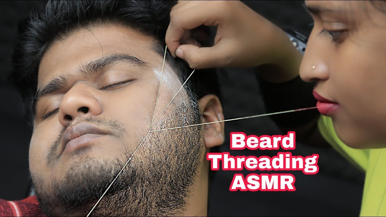 ASMR Beard Threading By Female Barber Pakhi | Beard Threading And Eye ...