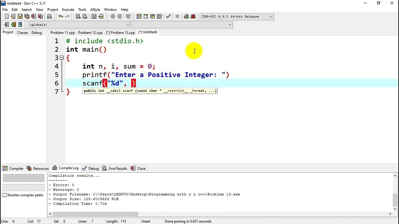Bcom Computers II Semester Programming with C & C++ Practical Questions Problem 14 - YouTube