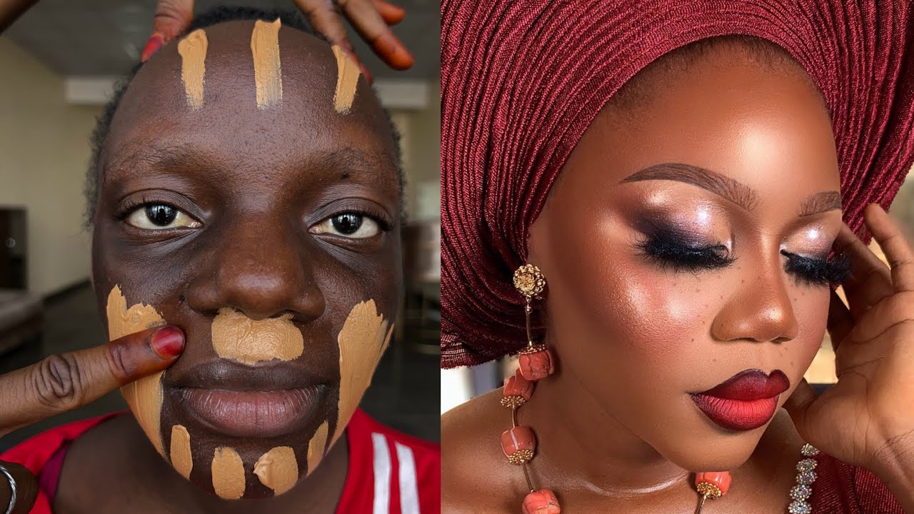 Bomb 💣😱👆🏻 Bridal Gele & Makeup Transformation | Makeup Tutorial ️💉🔥😳 ...