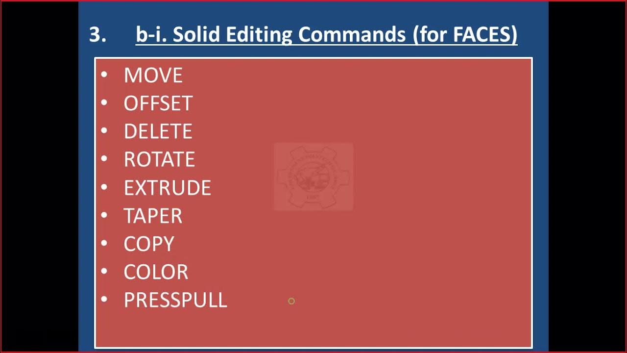 29 Cad Solid Editing Commands In Geometric Modelling Part 1 Autocad In Hindi Youtube