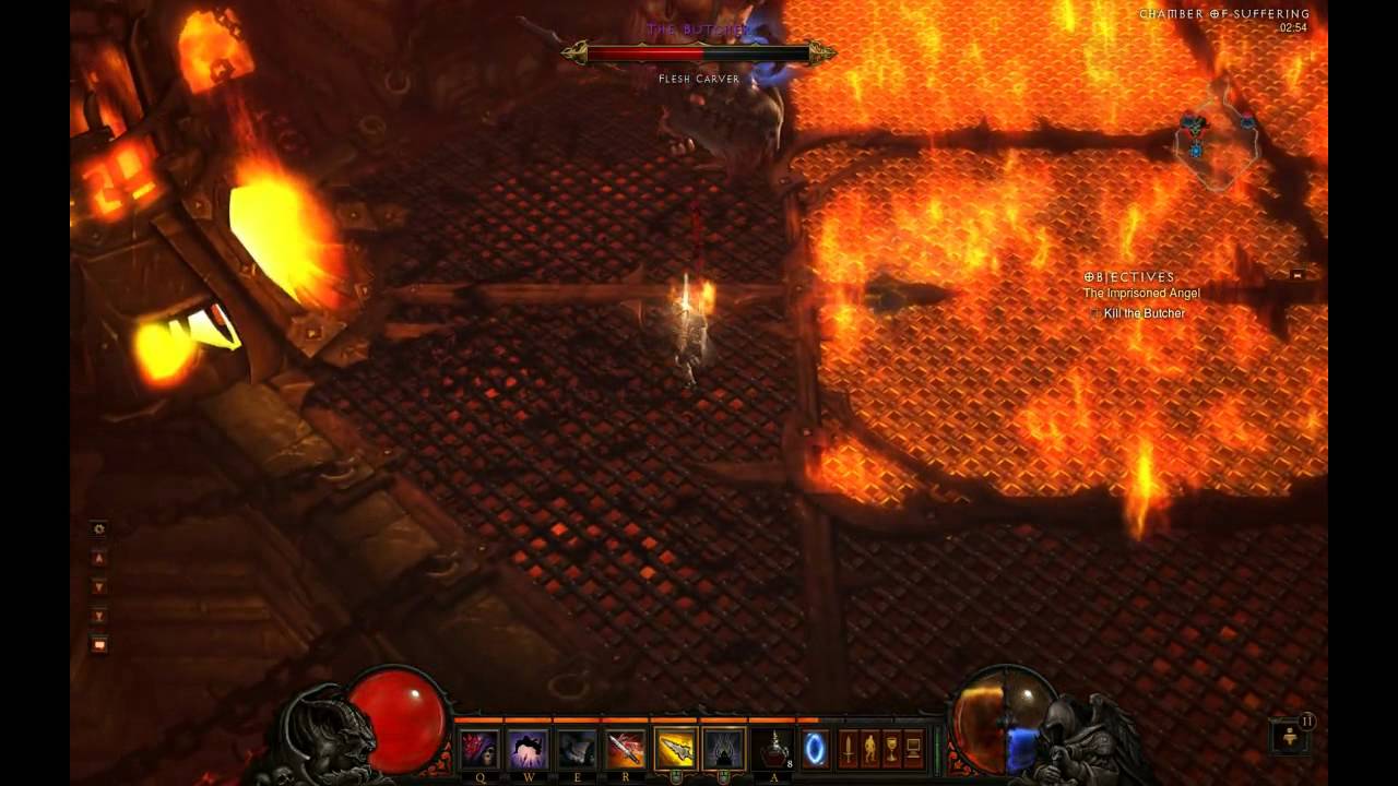 Diablo III - Hell | Bossfight 3 - The Butcher [Demon Hunter POV] - YouTube