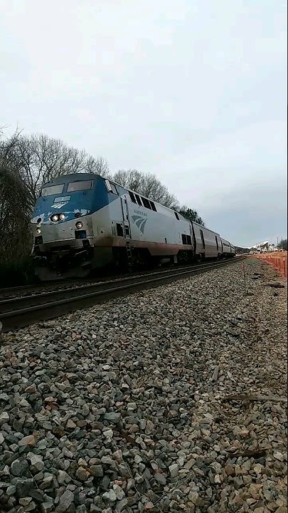 Amtrak Carolinian train PO80-11 approaches Raleigh NC at the NC State Fairgrounds 2/11/2023 ...
