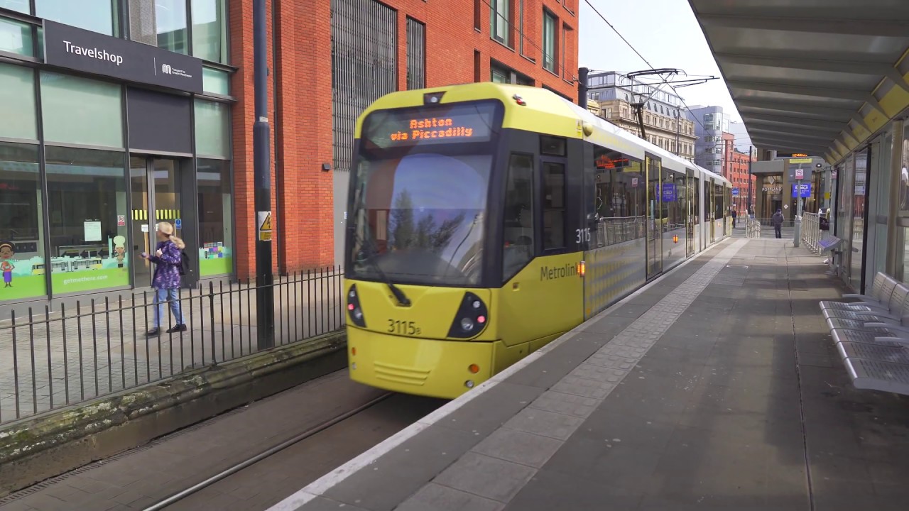 United Kingdom, Manchester, tram ride from Cornbrook to Piccadilly ...