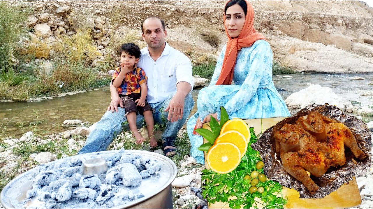 River-side delight: cooking chicken biryani over open flame in nature🔥🐔 ...