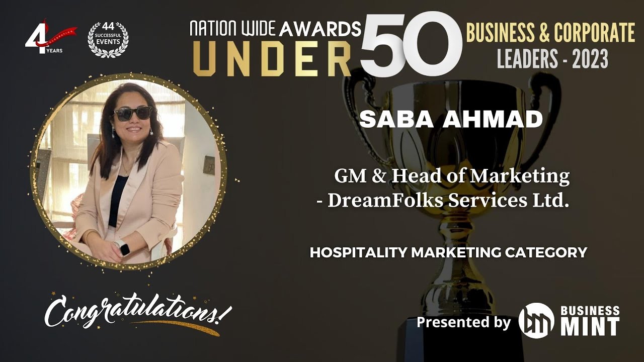 Saba Ahmad has been awarded the title of Under 50 in Business Mint ...