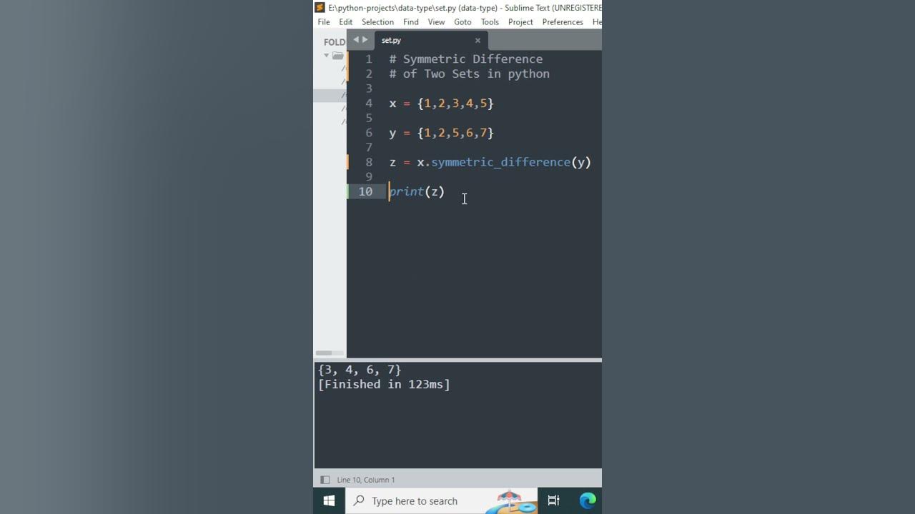 Python's Symmetric Symphony: Embracing Set Differences | #shortvideo #viral - YouTube