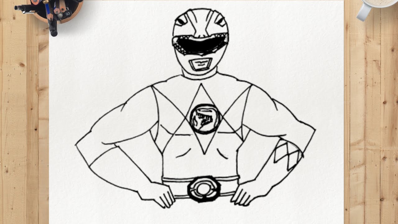 How to Draw RED RANGER, JASON, Mighty Morphin Power Rangers - YouTube