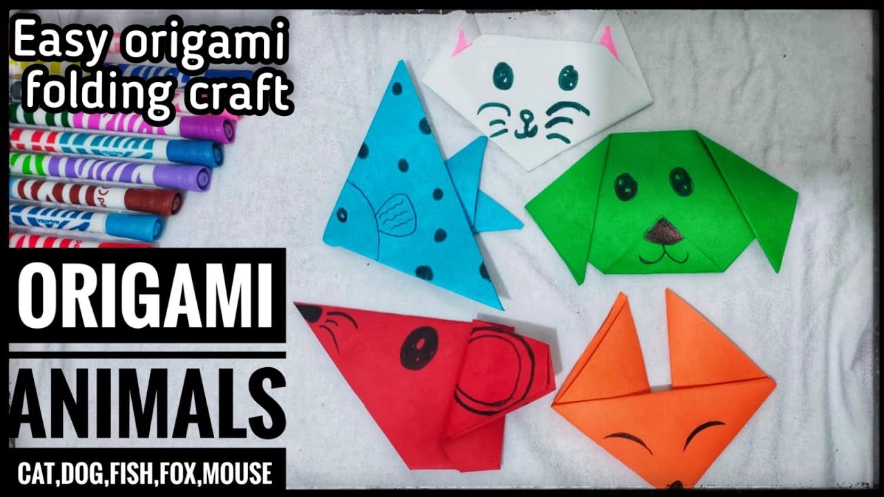 Origami Animals | Craft Ideas | 5 Easy Paper folding Craft | Easy ...