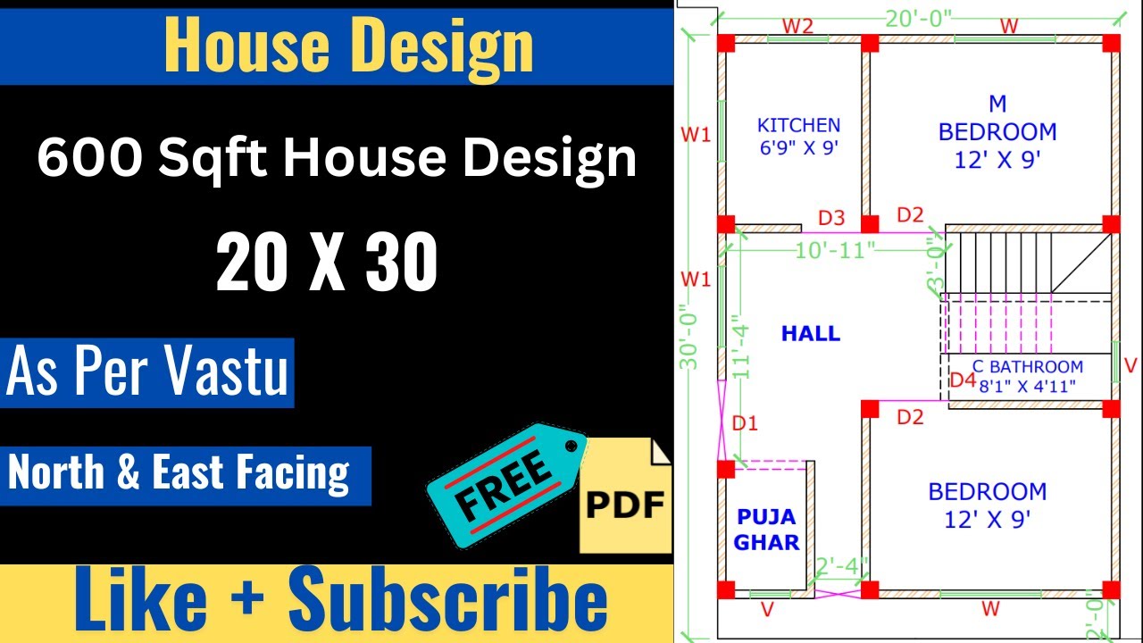 600 square feet house design l house plan with north and east facing l ...