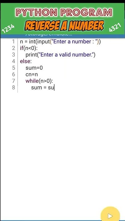 Python Tutorial Reverse A Number In Python Shorts Basiccode Pythonprogramming Youtube