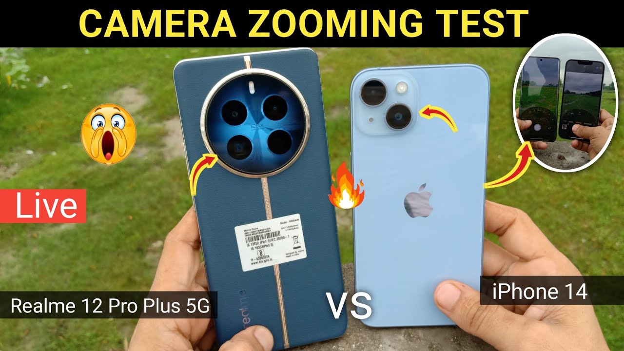 iPhone 14 vs Realme 12 Pro Plus 5G 😱 Camera Zooming Test 🔥 Live Camera ...