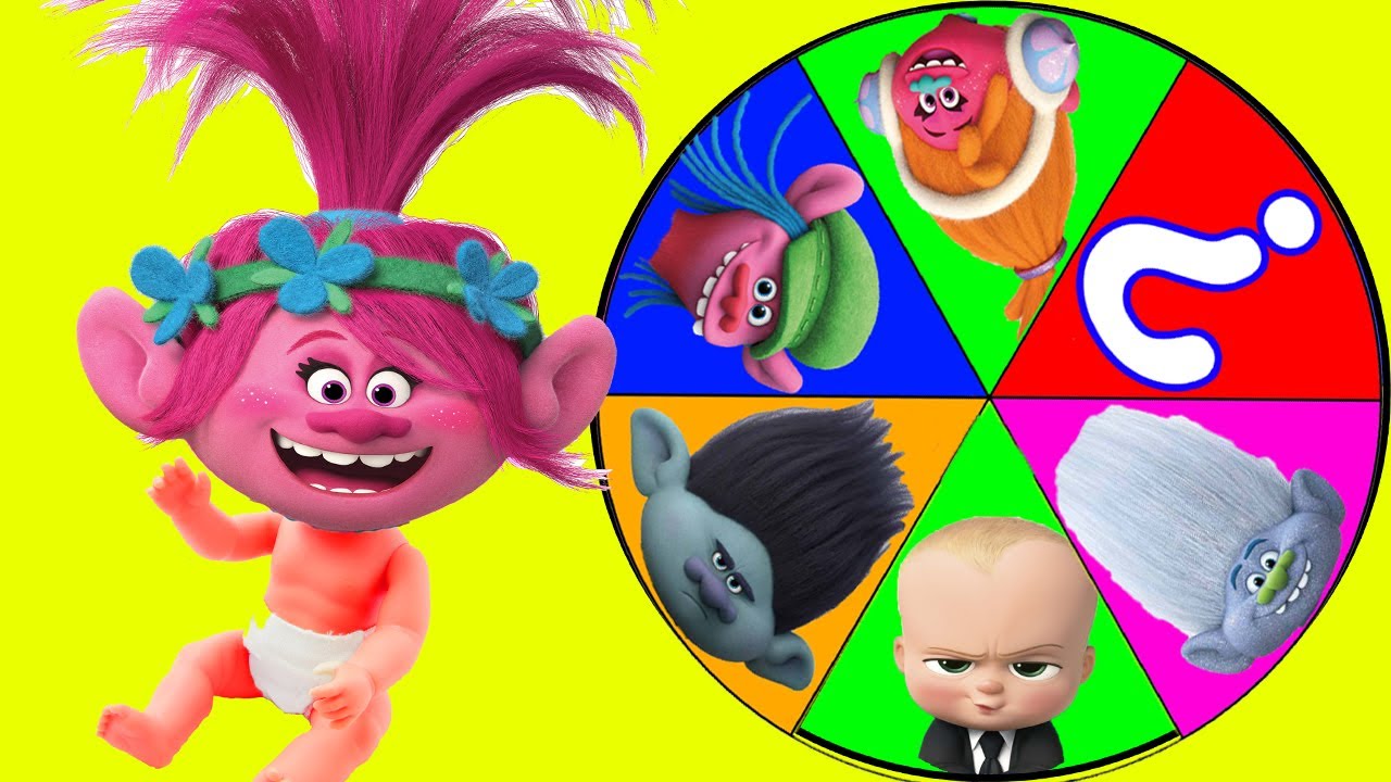Dreamworks Trolls Slime Playing Spin the Wheel Fort Box Game - YouTube
