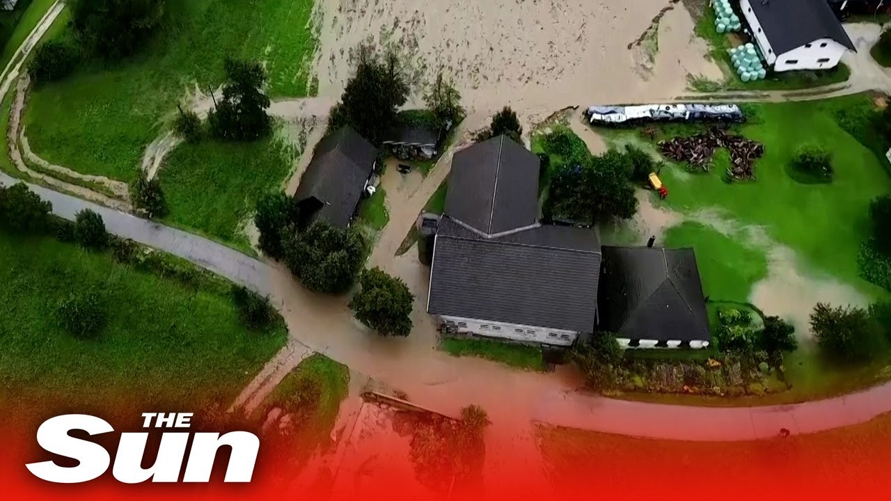 Drone footage shows part of Austria flooded as torrential rains hit ...