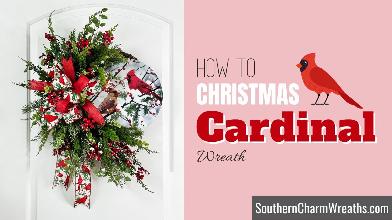 How to Assemble a Traditional Christmas Cardinal Wreath with 2 Ribbon ...