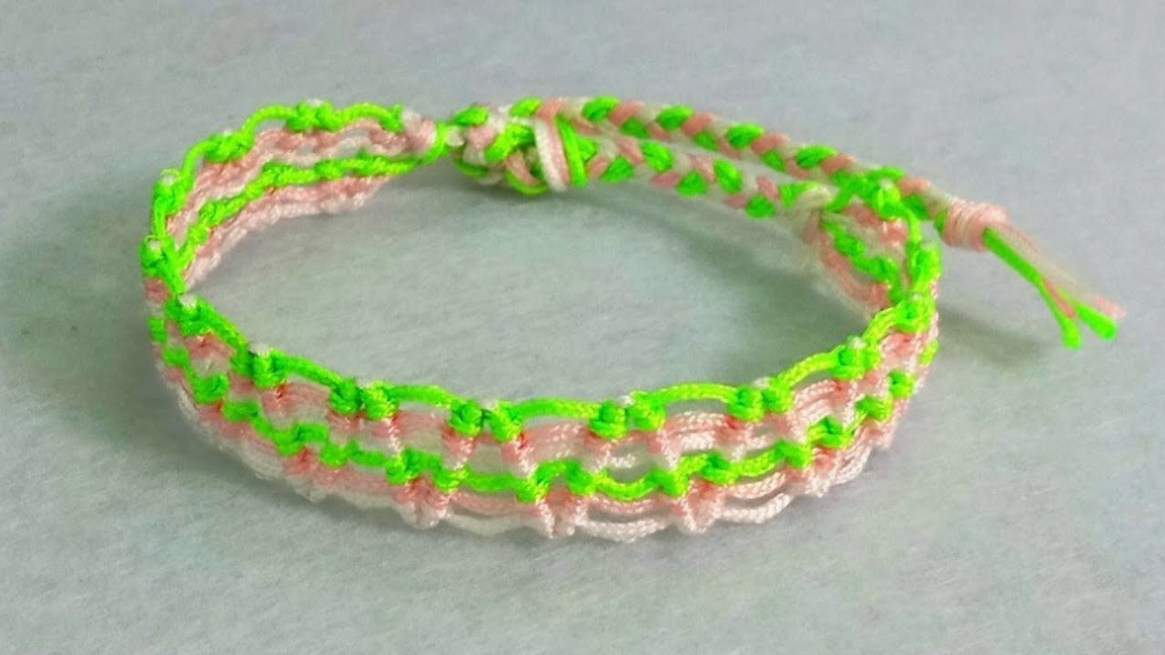 Three Colors Macrame Bracelet Using Basic Knot / Friendship Bracelet ...