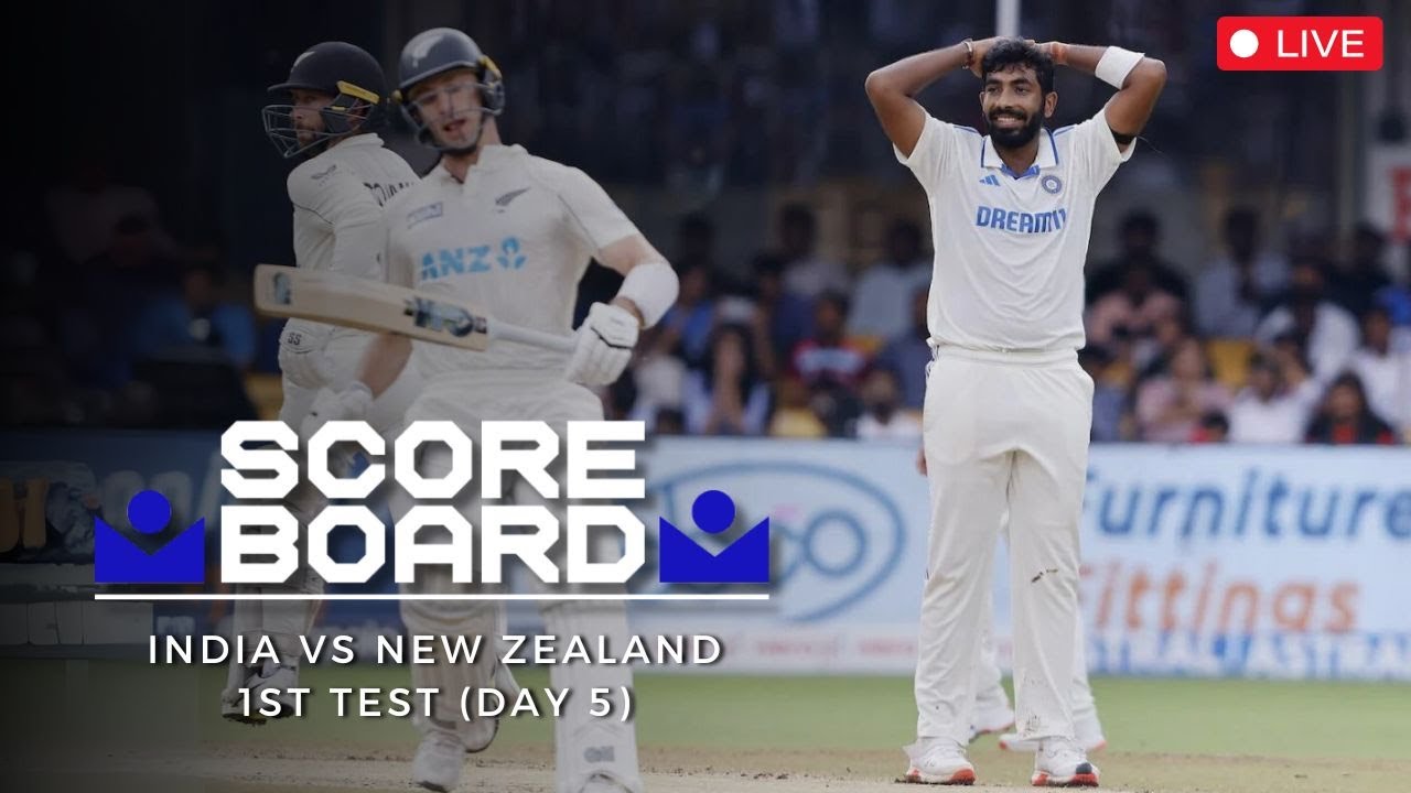 Scoreboard | INDvNZ | 1st Test Day 5 | #cricket #INDvNZ #TestCricket ...