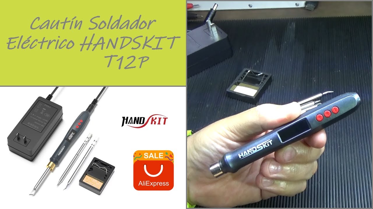 Cautín Soldador Eléctrico HANDSKIT T12P DC 12V-24V 72W - YouTube