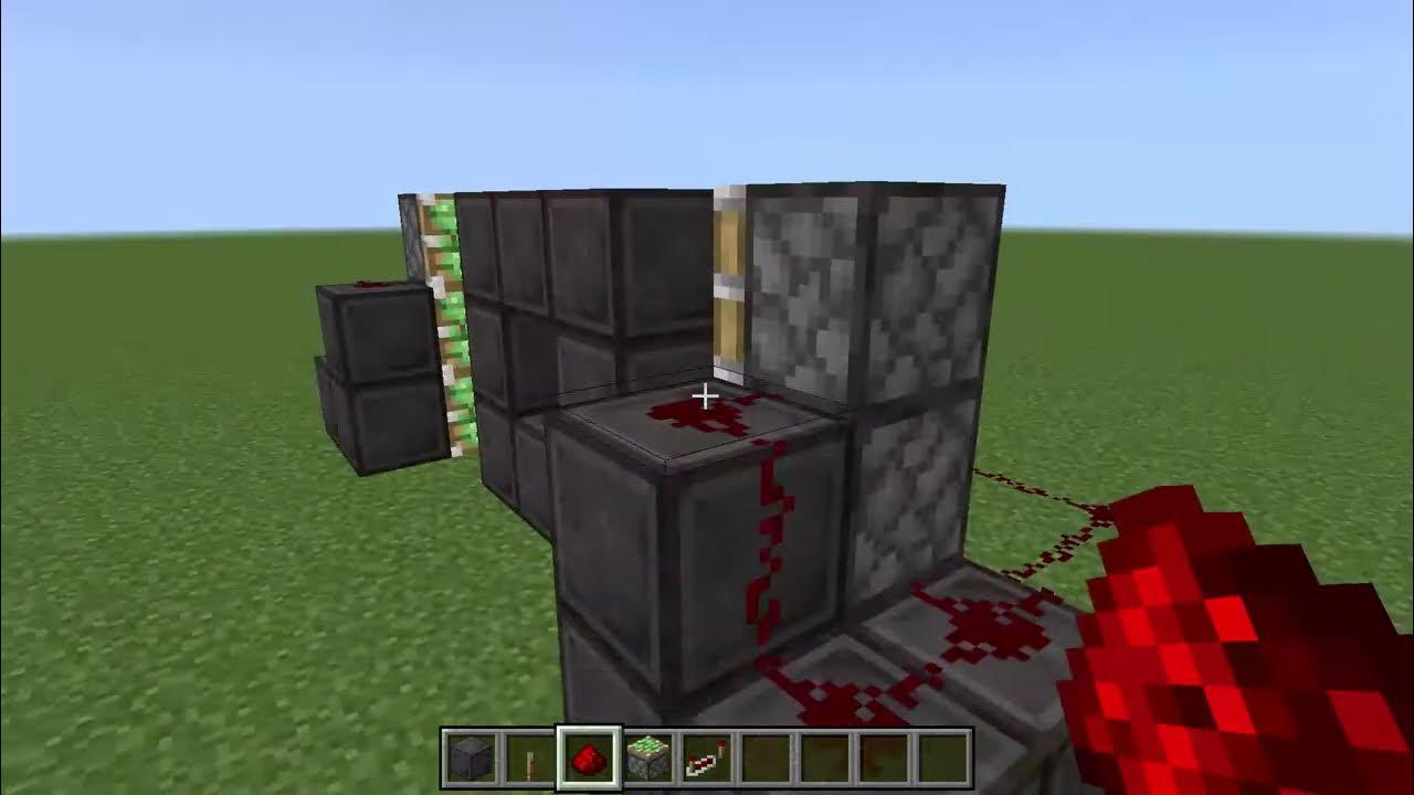 how to make a 3x3 redstone piston door with a hole in the middle in ...