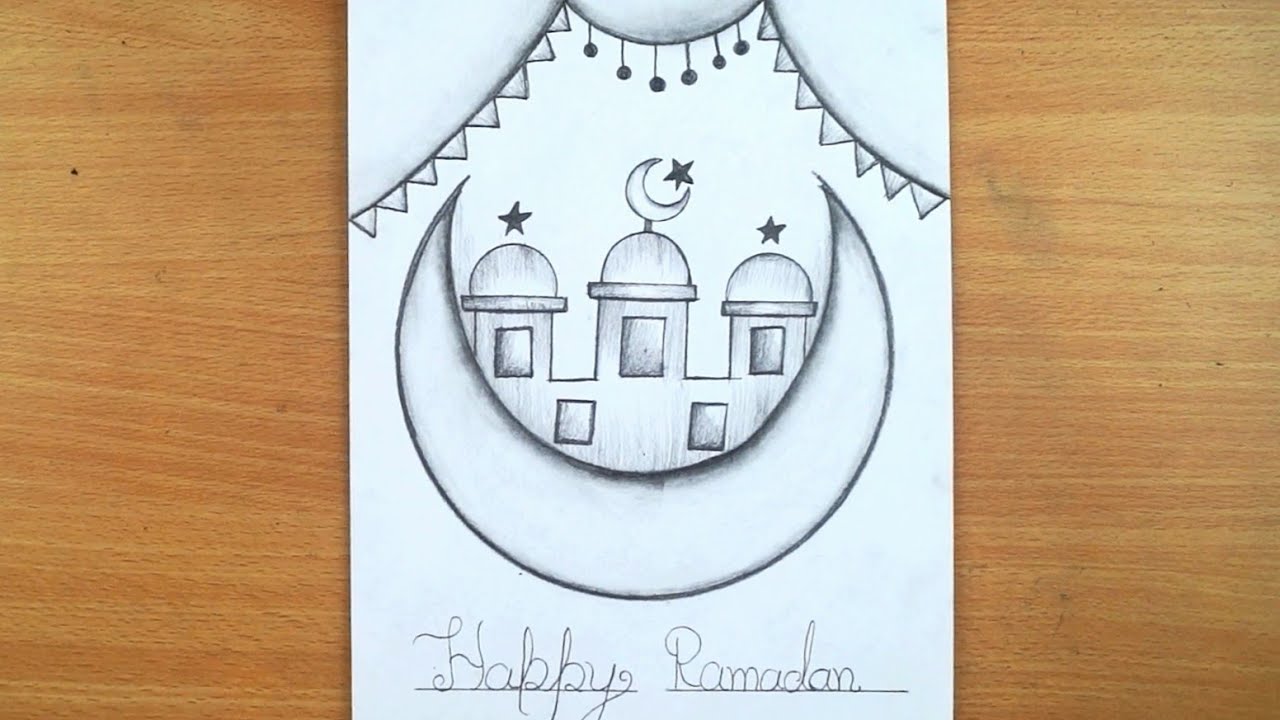 Ramadan Special Drawing || How To Draw Eid Mubarak Drawing || Pencil ...