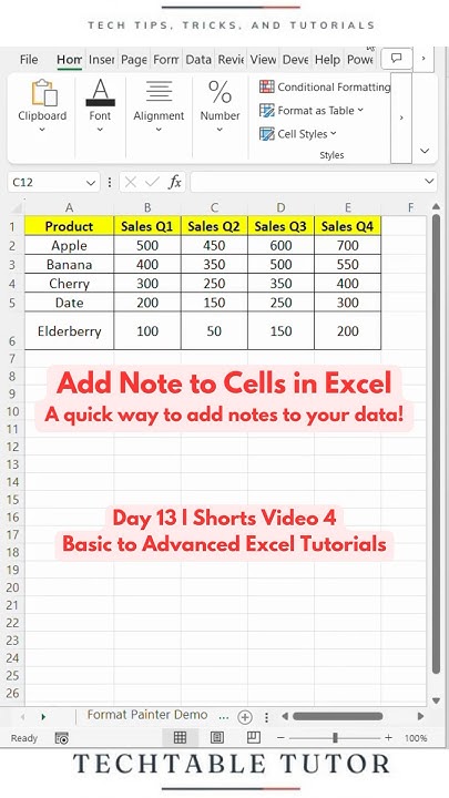 How to Add Note To Cells In Excel: Tutorial Day 13, Video 4 #excel #excelshorts #exceltutoring ...