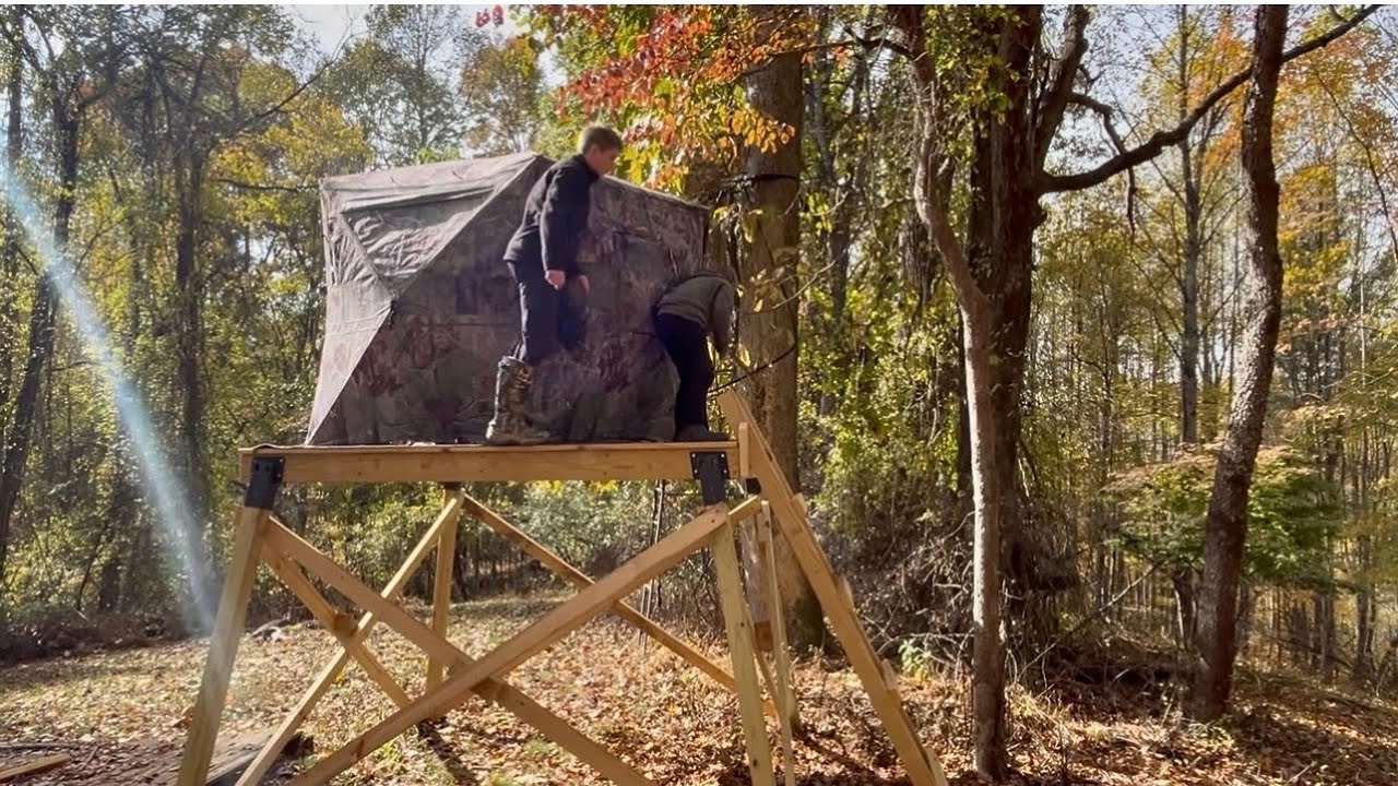 Build a deer blind platform with me plus Barronett SPY 5 review - YouTube