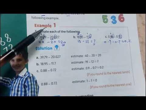 Unit 1 / Lessons 8 to 10 / Modeling decimal Subtracting / Estimating decimal differences ماث ...