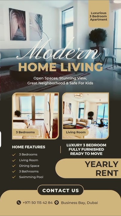 Yearly Rent |Luxury 3 Bedroom I Fully Furnished I Ready to Move in BUSINESS BAY, DUBAI/Contact ⬇ ...