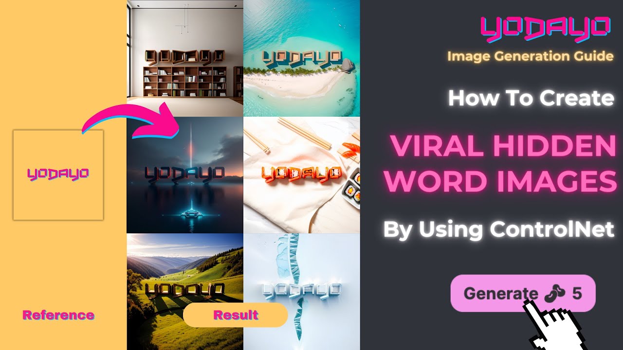 How To Create Viral Hidden Word Images By Using ControlNet on Yodayo - YouTube