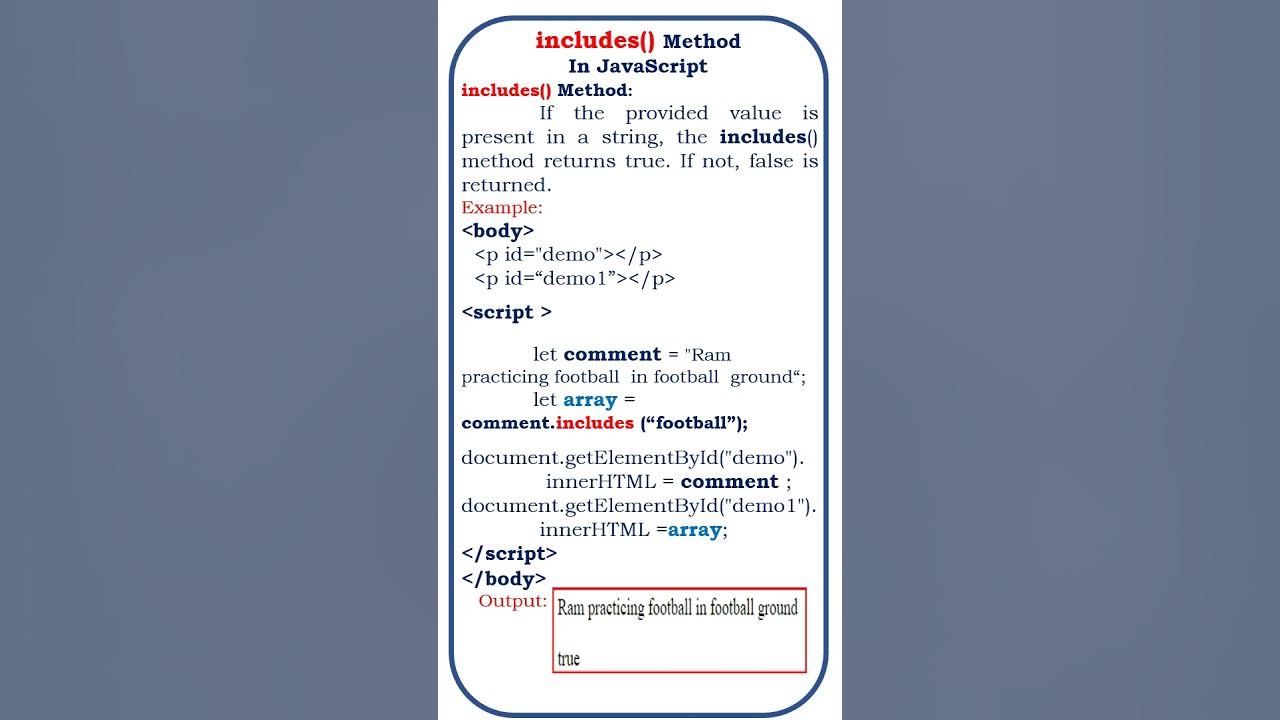 Include Method In Javascript Ensolutions5210 Javascript Has Javascripttutorials Youtube