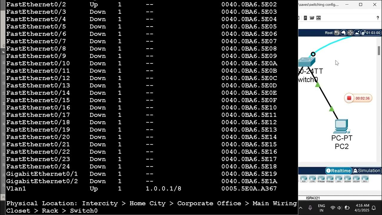 To Make FastEthernet port Static in the Cisco Packet Tracer - YouTube