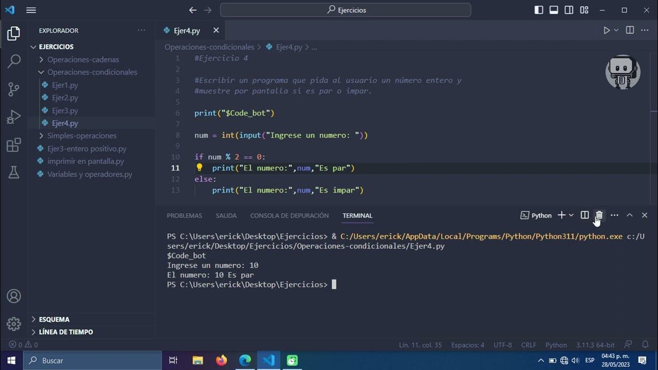 PROGRAMA EN PYTHON | SABER SI UN NÚMERO ES PAR O IMPAR / ASMR - YouTube