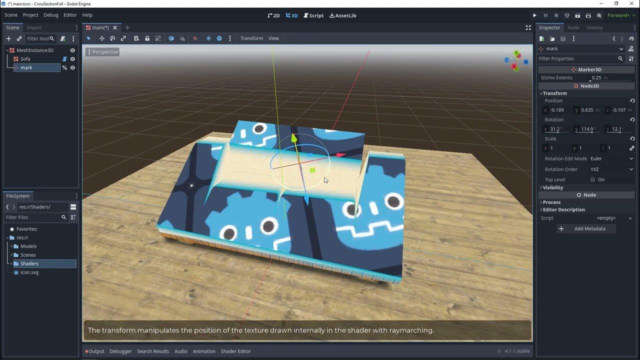 DEMO Godot shader: Cross section using raymarching V1 - YouTube