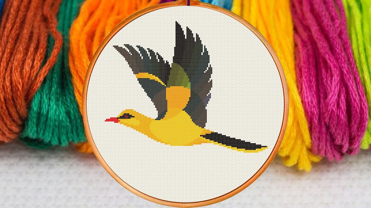 Golden Oriole Bird Cross Stitch Pattern 2, Embroidery Chart, antique ...
