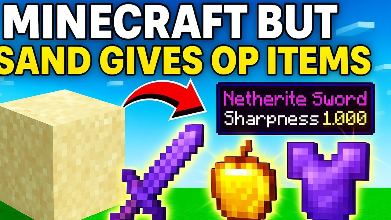 "Minecraft, But Sand Gives OP Items!" - YouTube