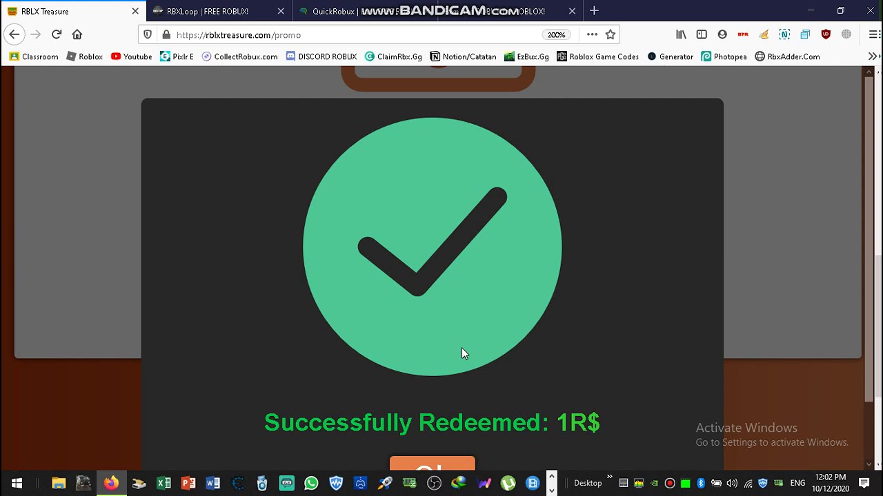 4 WORKING PROMOCODES FOR COLLECTROBUX,RBLXTREASURE,RBXLOOP 10/12/2020 ...
