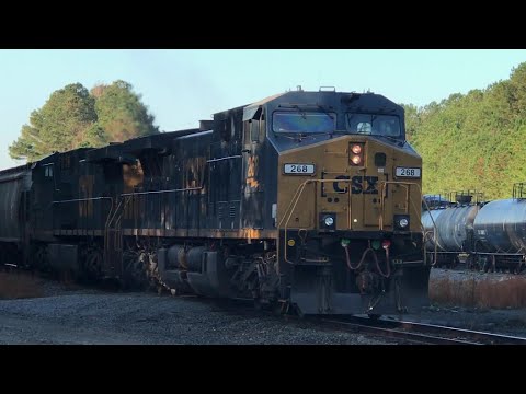 [CSXT]Q471-23 W/Dual! CW44AC's Shoves A Big Cut Of Cars Into Milan Yard in Fay NC - YouTube