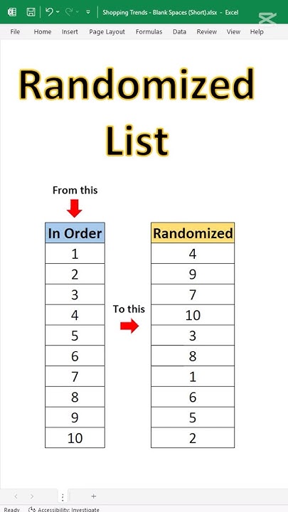 Excel Trick: Create a Randomized List/Column #excel - YouTube