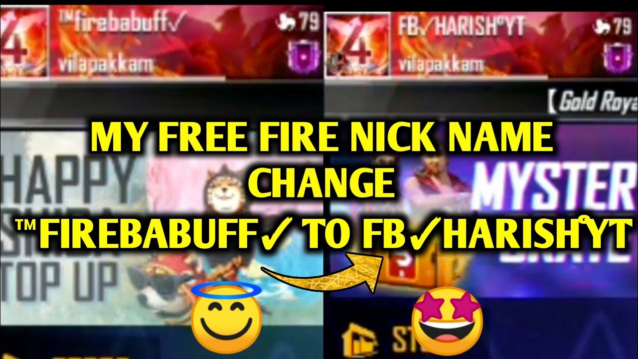 FREE FIRE NICK NAME CHANGE IN ™firebabuff to FB HARISH°YT 😍 HOW TO ...