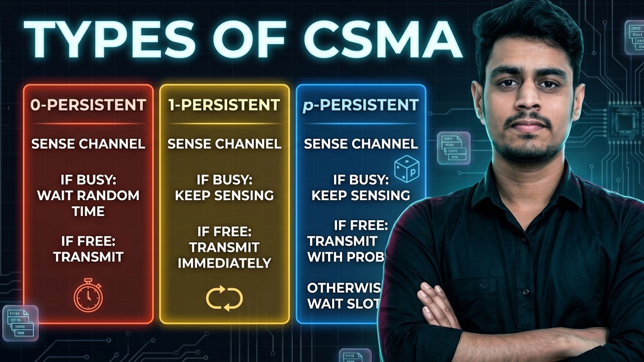 38. Types of CSMA Explained | 1-Persistent, Non-Persistent & p ...