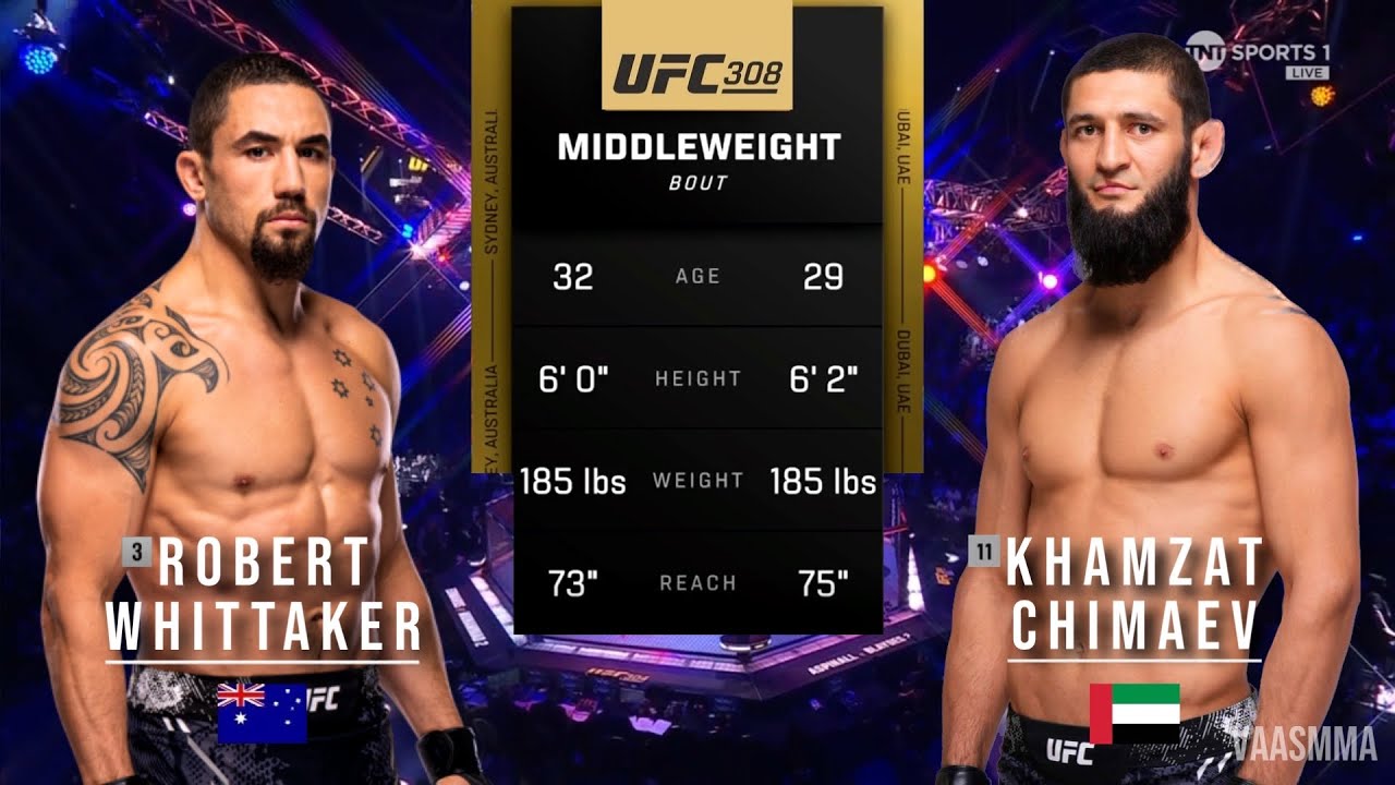 ROBERT WHITTAKER VS KHAMZAT CHIMAEV FULL FIGHT UFC 308 - YouTube