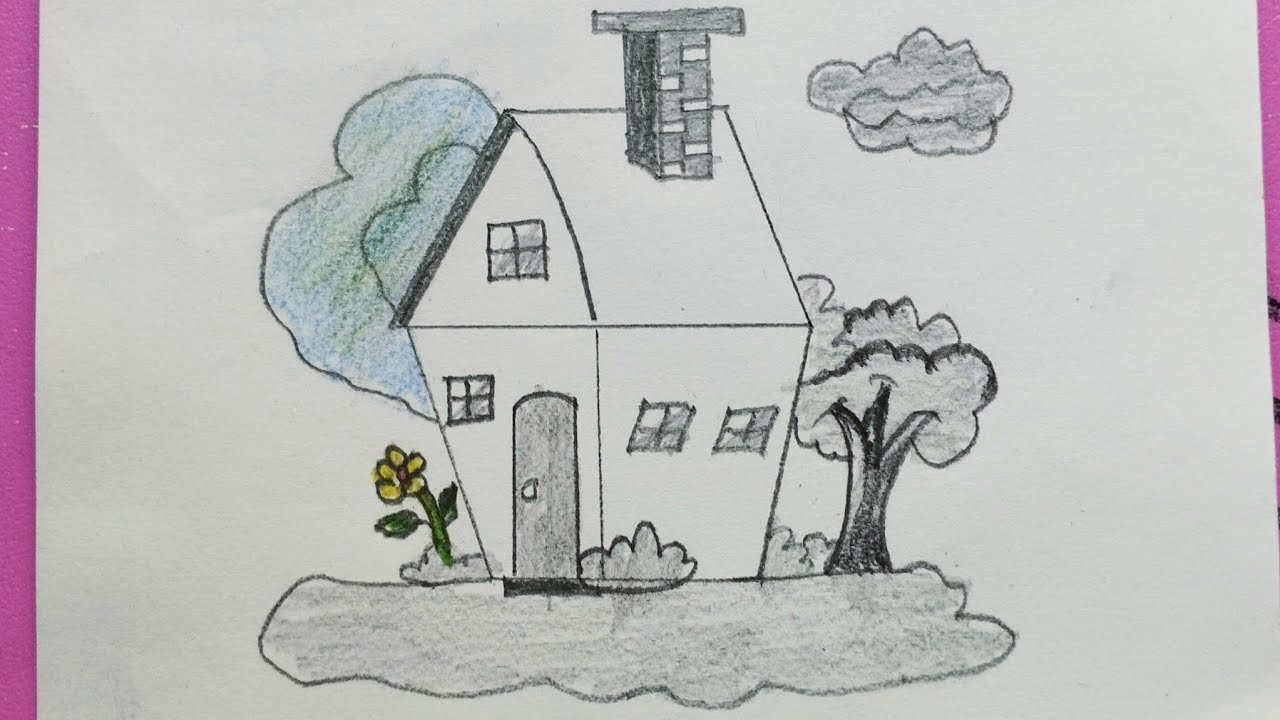House drawing/how to draw a tiny house/cute and beautiful easy drawing ...