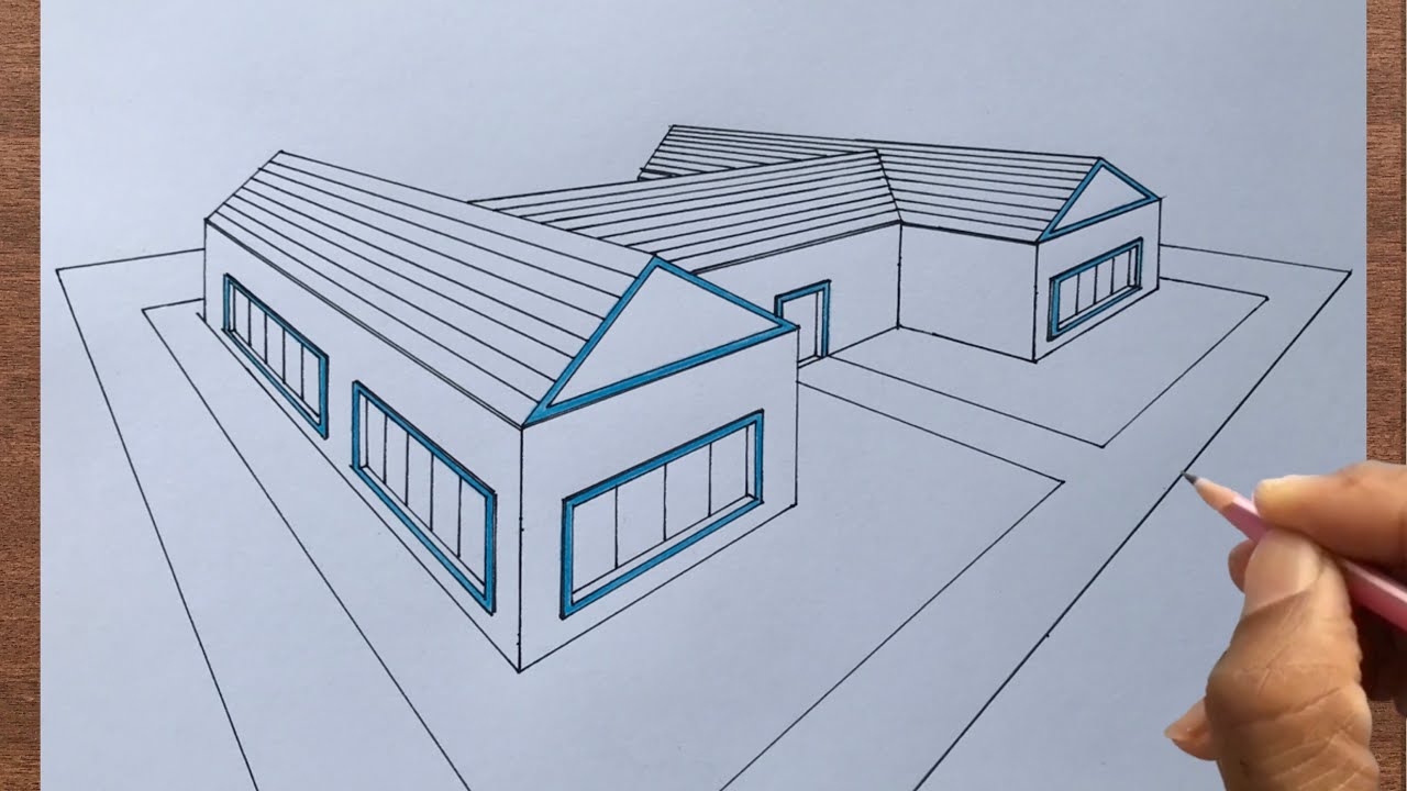 How to Draw a House in 2 Point Perspective - YouTube
